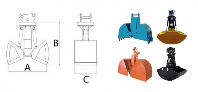 1.2m3 Clamshell Bucket In Conjunction Grabbing Loading Bulk Materials